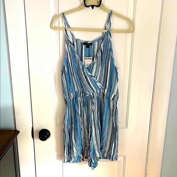 As U Wish | Pants & Jumpsuits | Nwt Blue And White Striped Romper ...